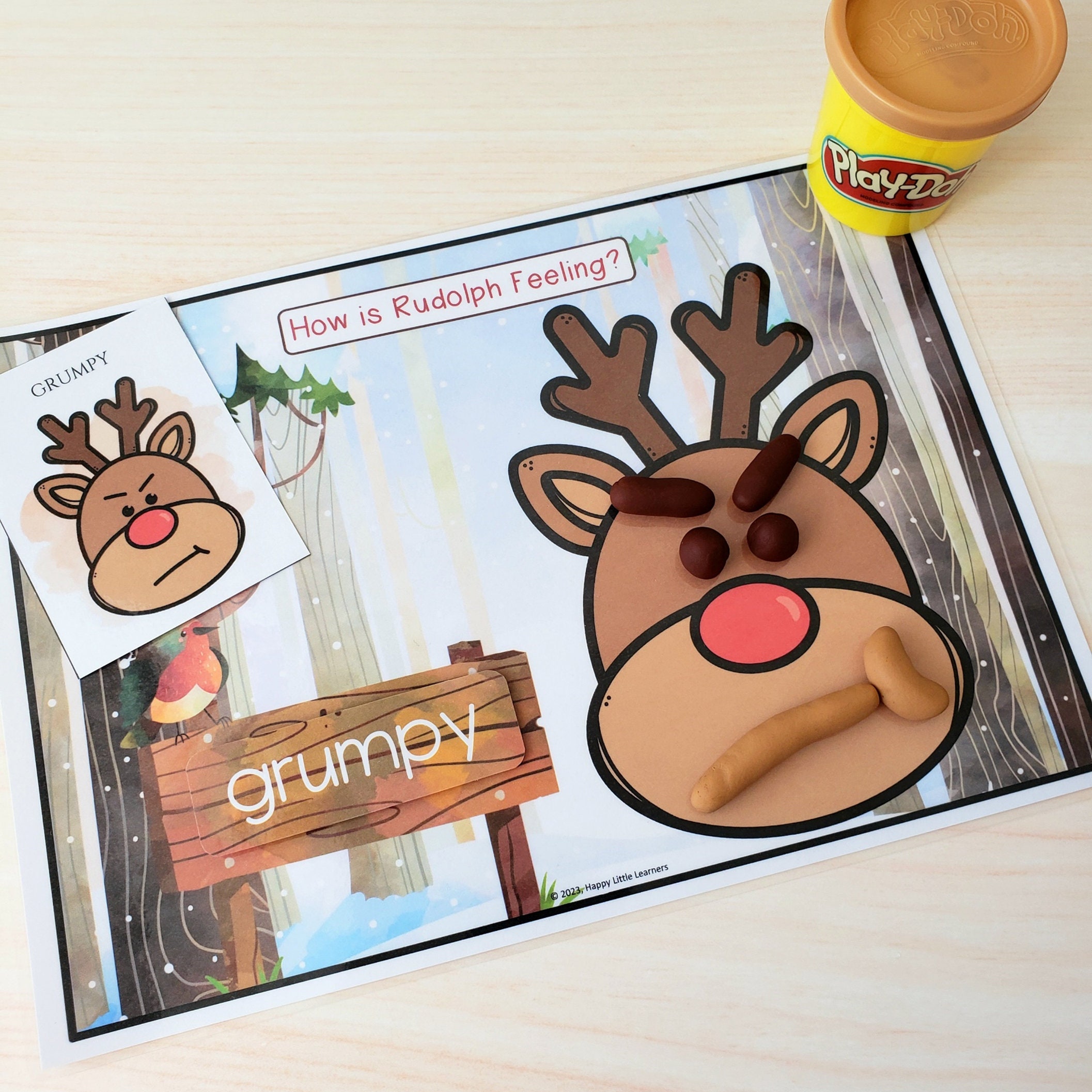 Christmas Rudolph Emotions Toddler Matching Activity, Prek Kids Fun ...