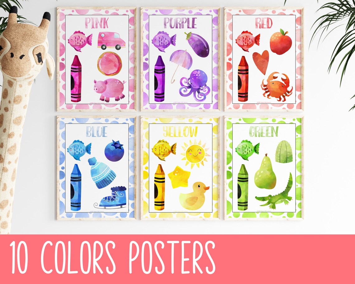 Watercolor Preschool Printables Colors Classroom Posters, Kindergarten ...