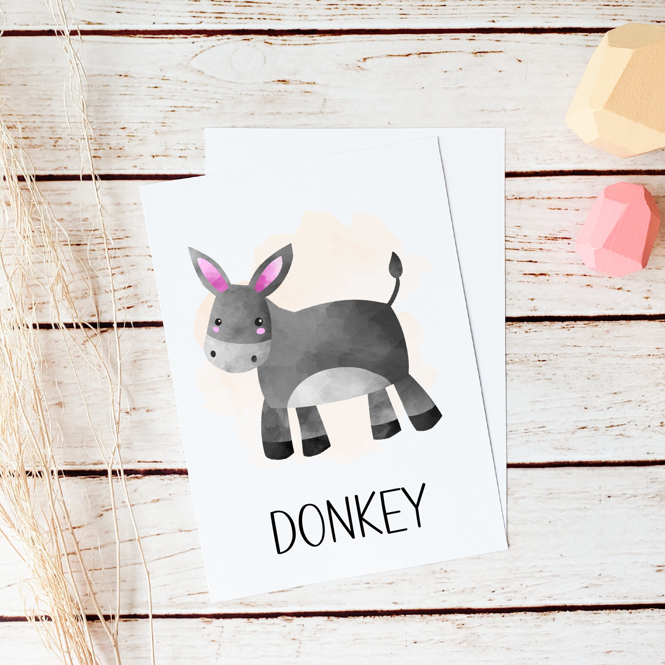 Watercolor Farm Animals Flashcards Preschool Printables, Montessori ...