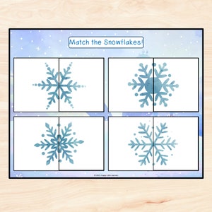 Winter Snowflake Matching Activity, Holiday Snowflake Match, Toddler ...