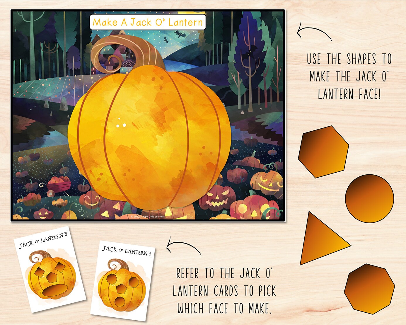 Halloween Shapes Jack O' Lantern Printable Toddler Activity, Halloween ...