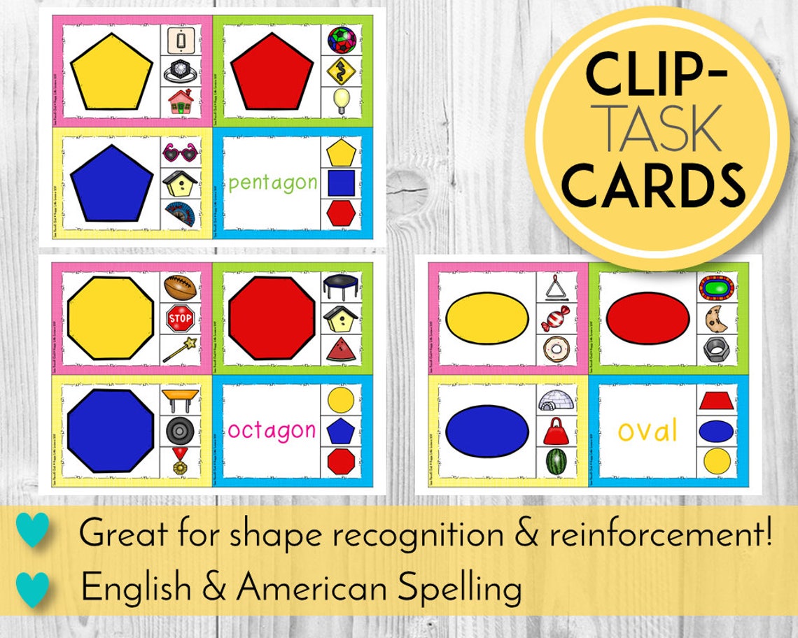 Teaching and Learning Activities. Shapes With Picture Match Clip Cards ...