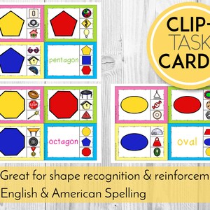 Teaching and Learning Activities. Shapes With Picture Match Clip Cards ...