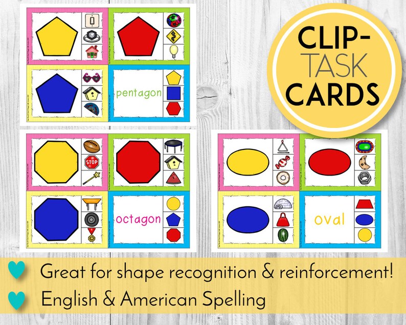 Teaching and Learning Activities. Shapes With Picture Match Clip Cards ...