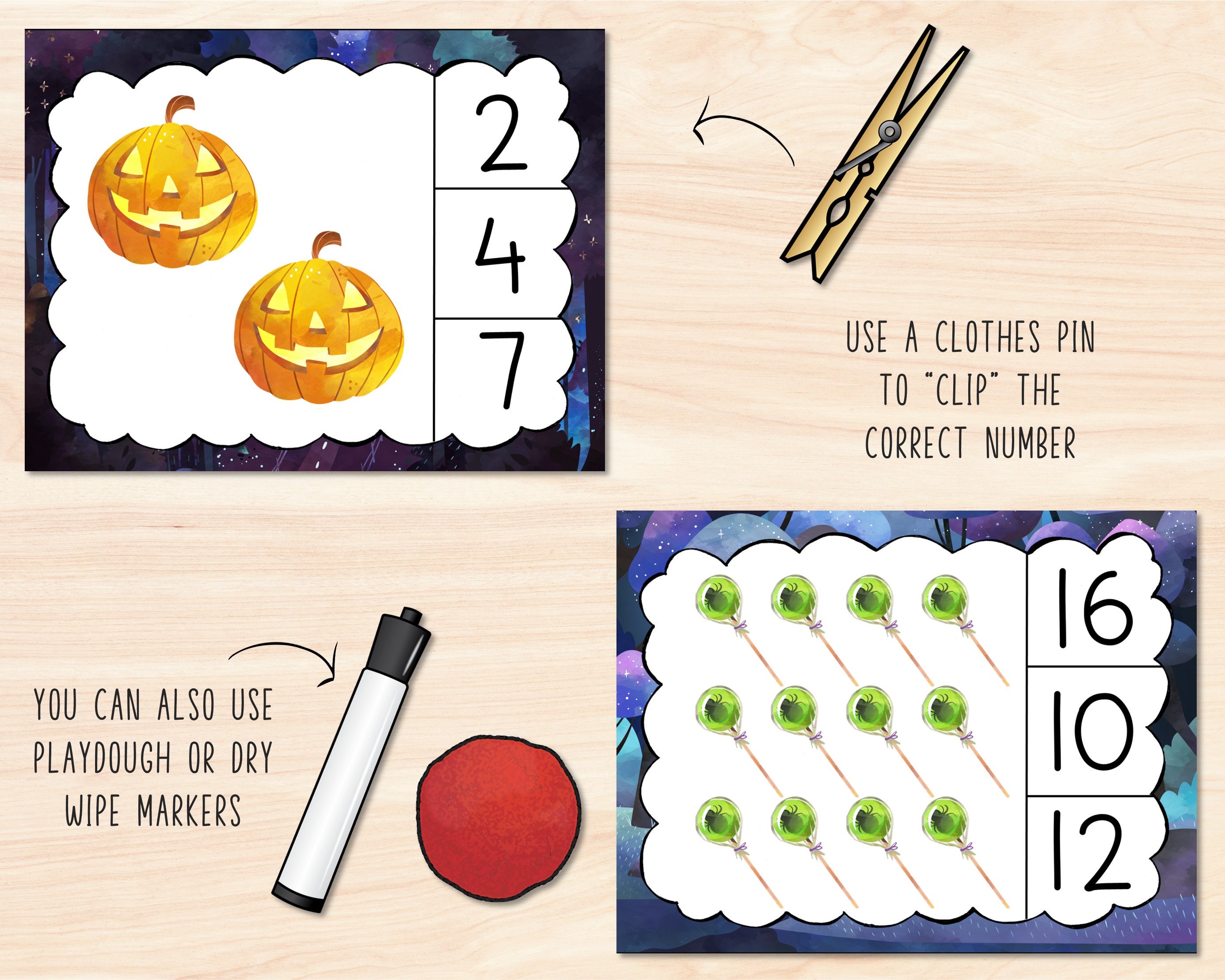 Halloween Numbers 1-20 Clip Cards, Halloween Task Cards, Toddler ...