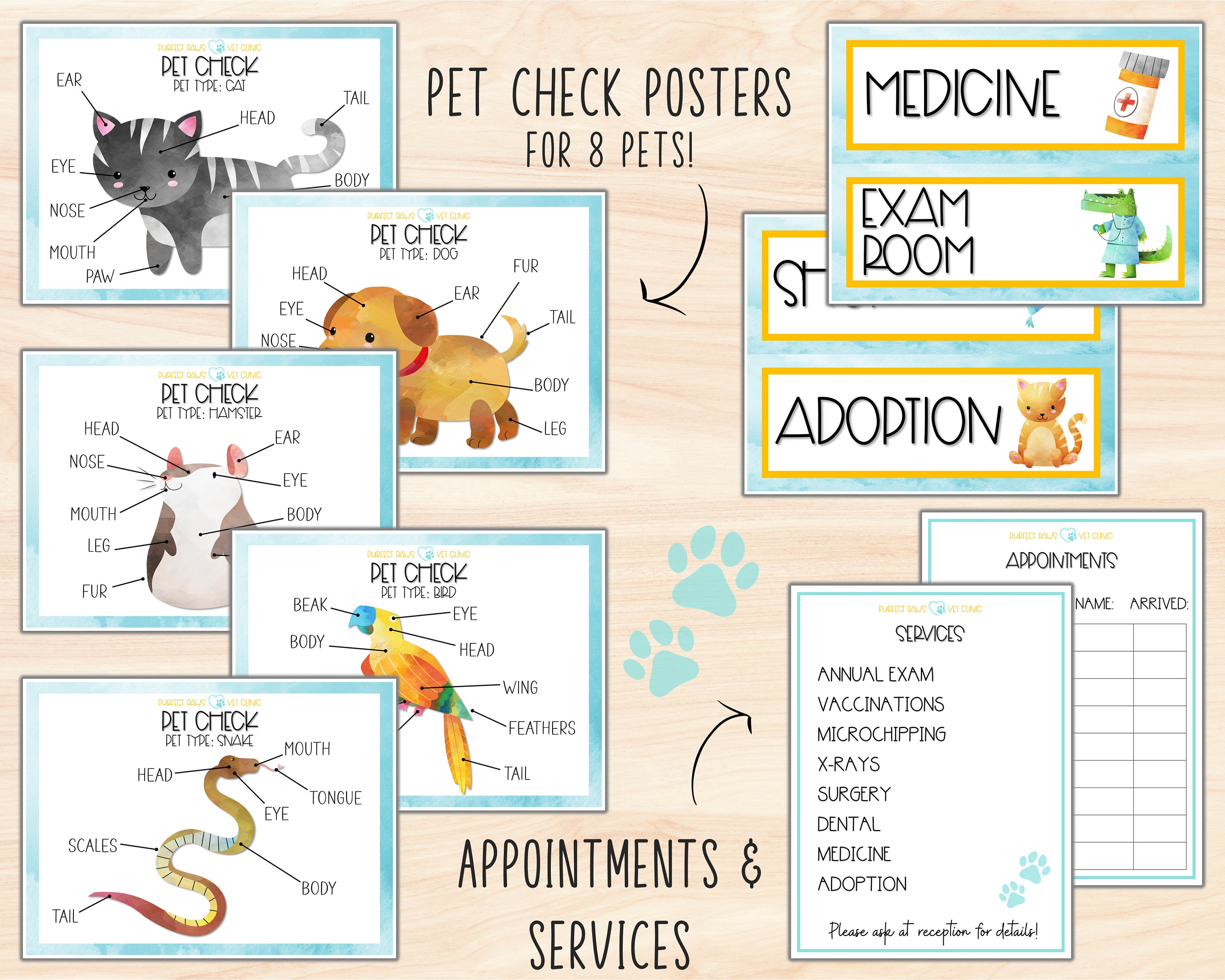 Vet Clinic Dramatic Play, Pretend Play Printable, Pet Play, Animal X ...