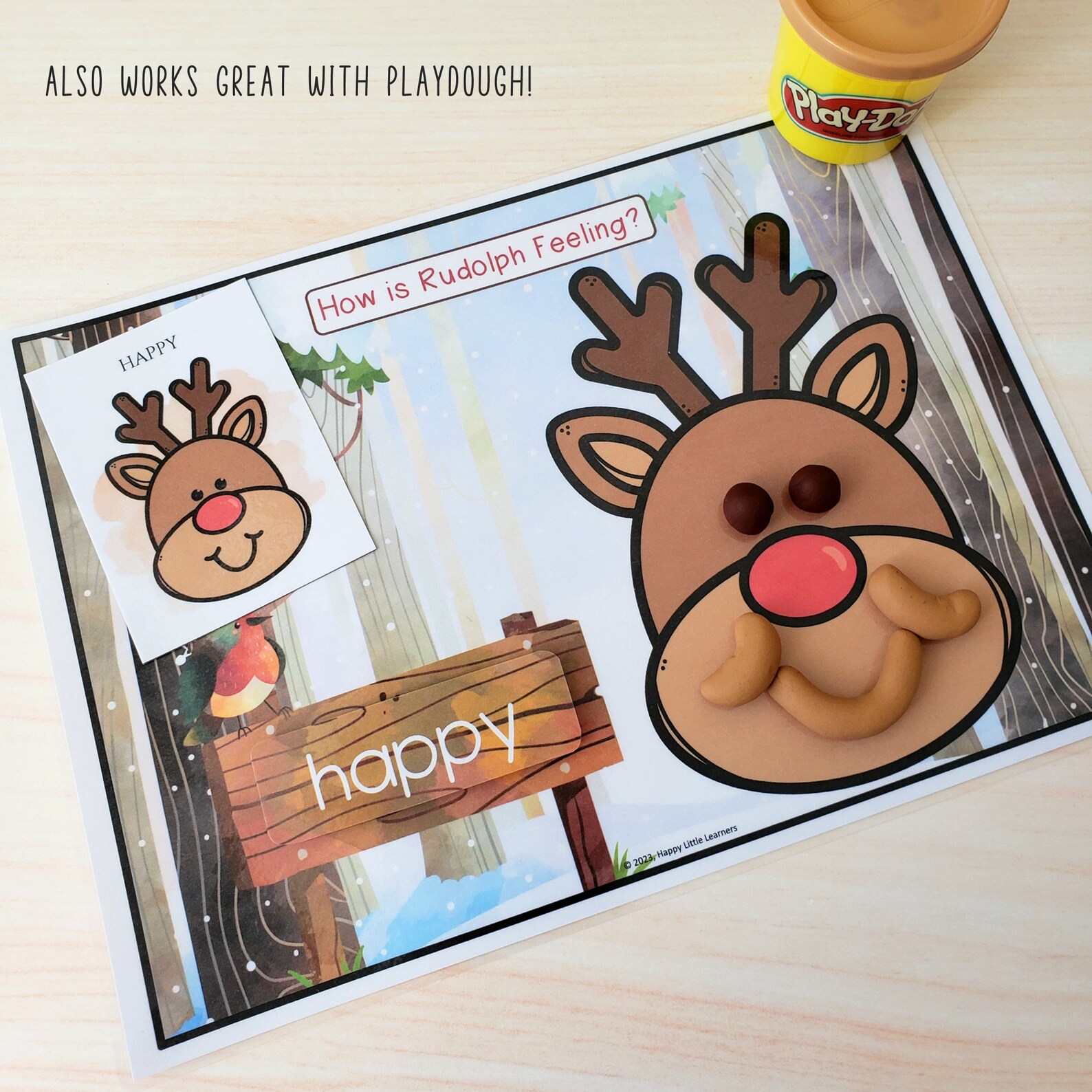 Christmas Rudolph Emotions Toddler Matching Activity, Prek Kids Fun ...