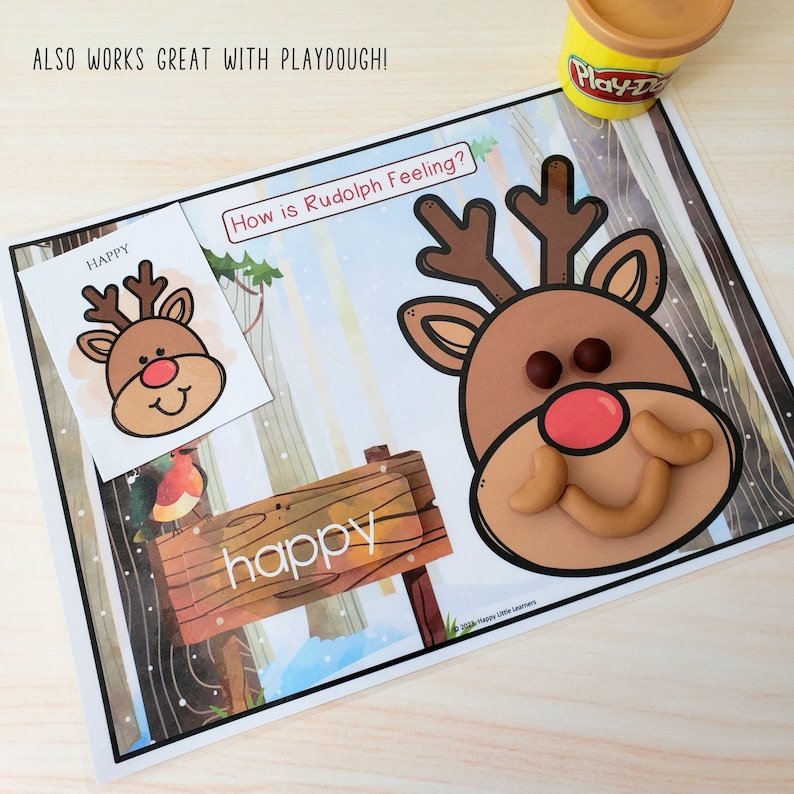 Christmas Rudolph Emotions Toddler Matching Activity, Prek Kids Fun ...