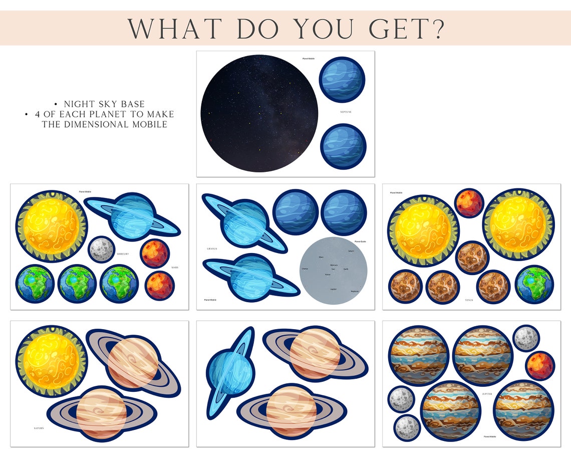 Printable DIY Solar System Planets Mobile, Toddler Space Planets ...