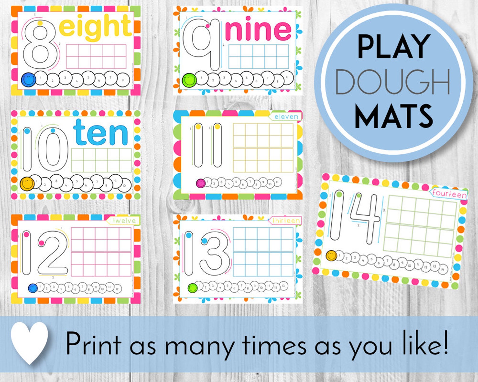 Numbers 1 - 20 Play Doh Mats, Printable Counting Numbers Worksheet ...