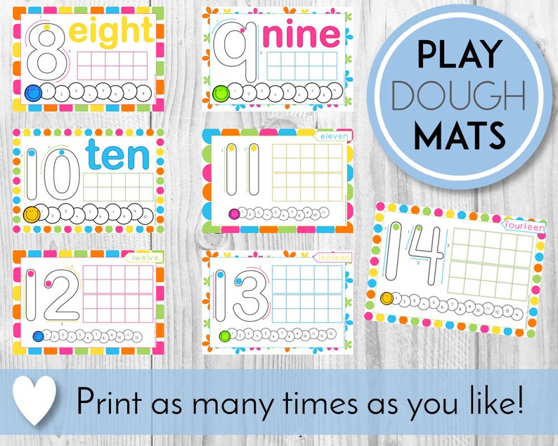Numbers 1 - 20 Play Doh Mats, Printable Counting Numbers Worksheet ...