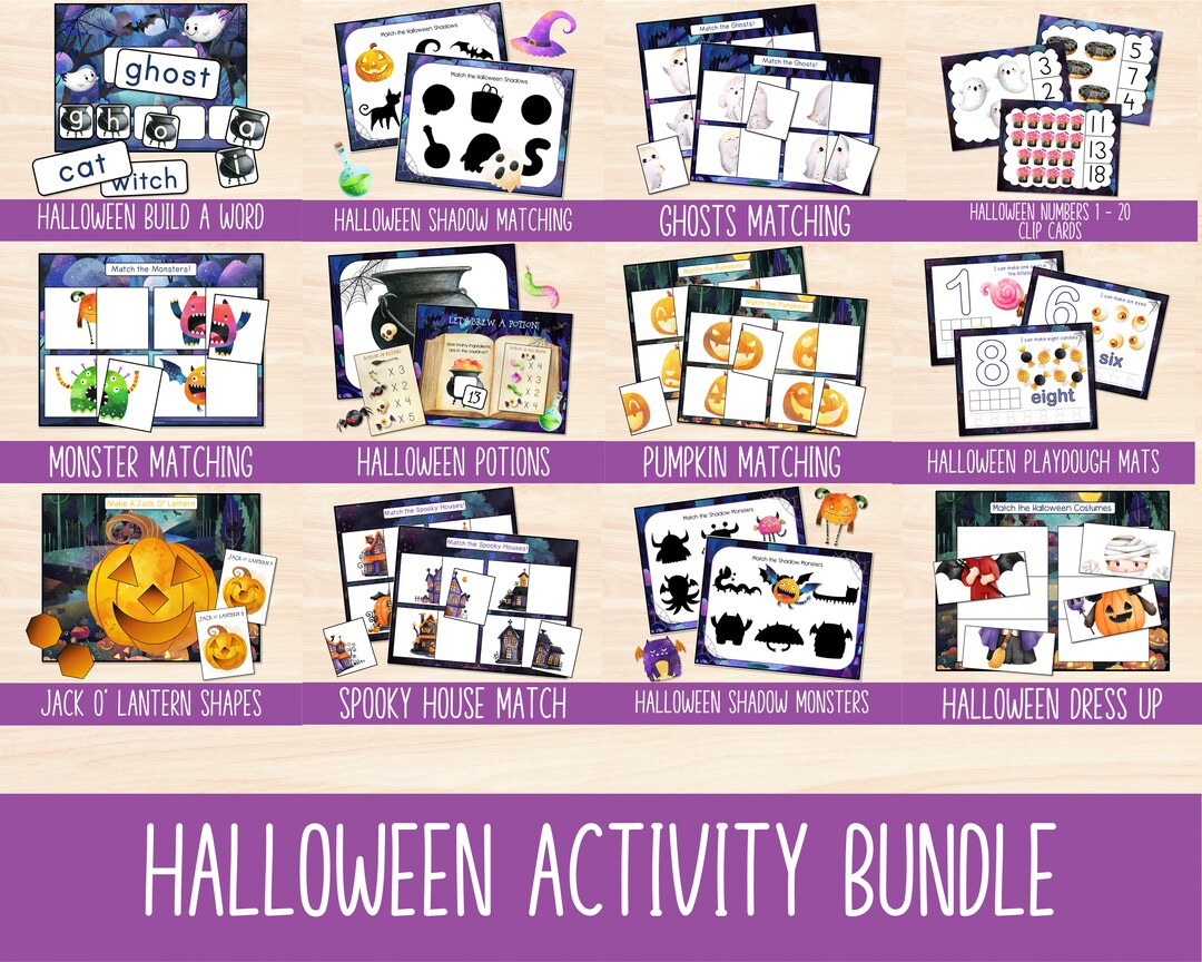 Halloween Printable Activity Bundle, Toddler Halloween Games, Fun ...