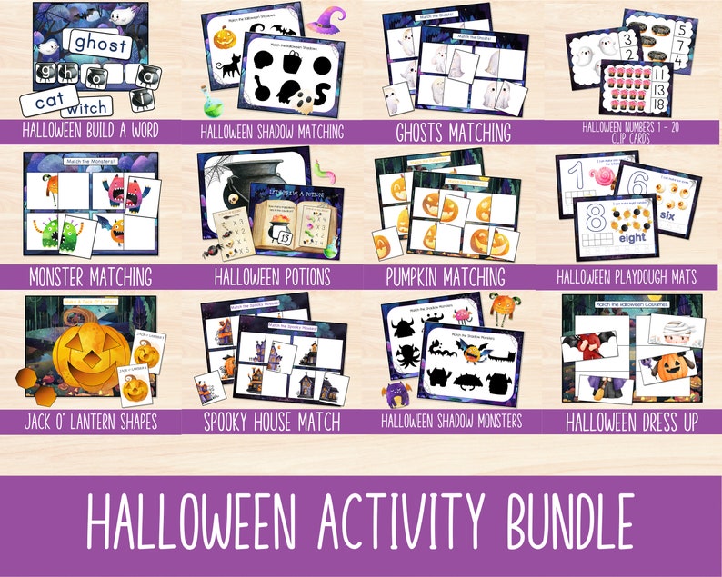 Halloween Printable Activity Bundle, Toddler Halloween Games, Fun ...