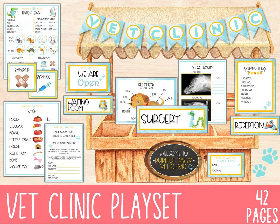 Vet Clinic Dramatic Play Pretend Play Printable Pet Play - Etsy