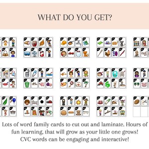 CVC Word Family Preschool Printables Phonics Mats, Kindergarten Kids ...