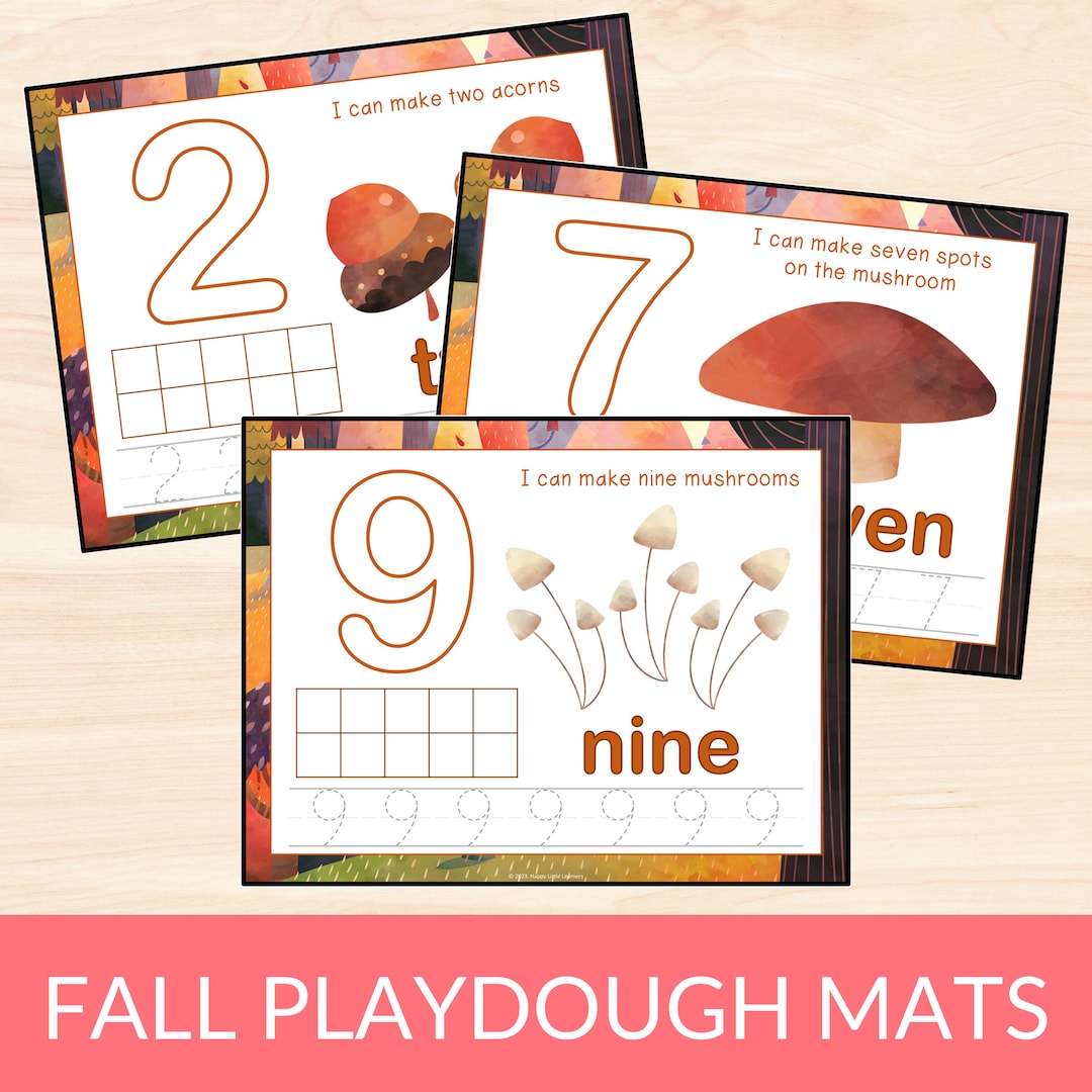 Fall Playdough Mats Numbers 1-20, Printable Toddler Activity ...