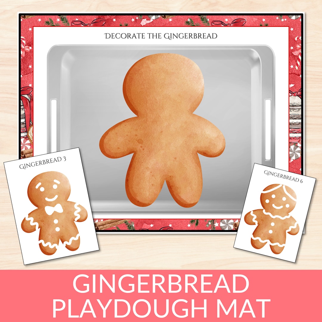 Christmas Decorate the Gingerbread Playdough Mat, Toddler Playdoh Game ...