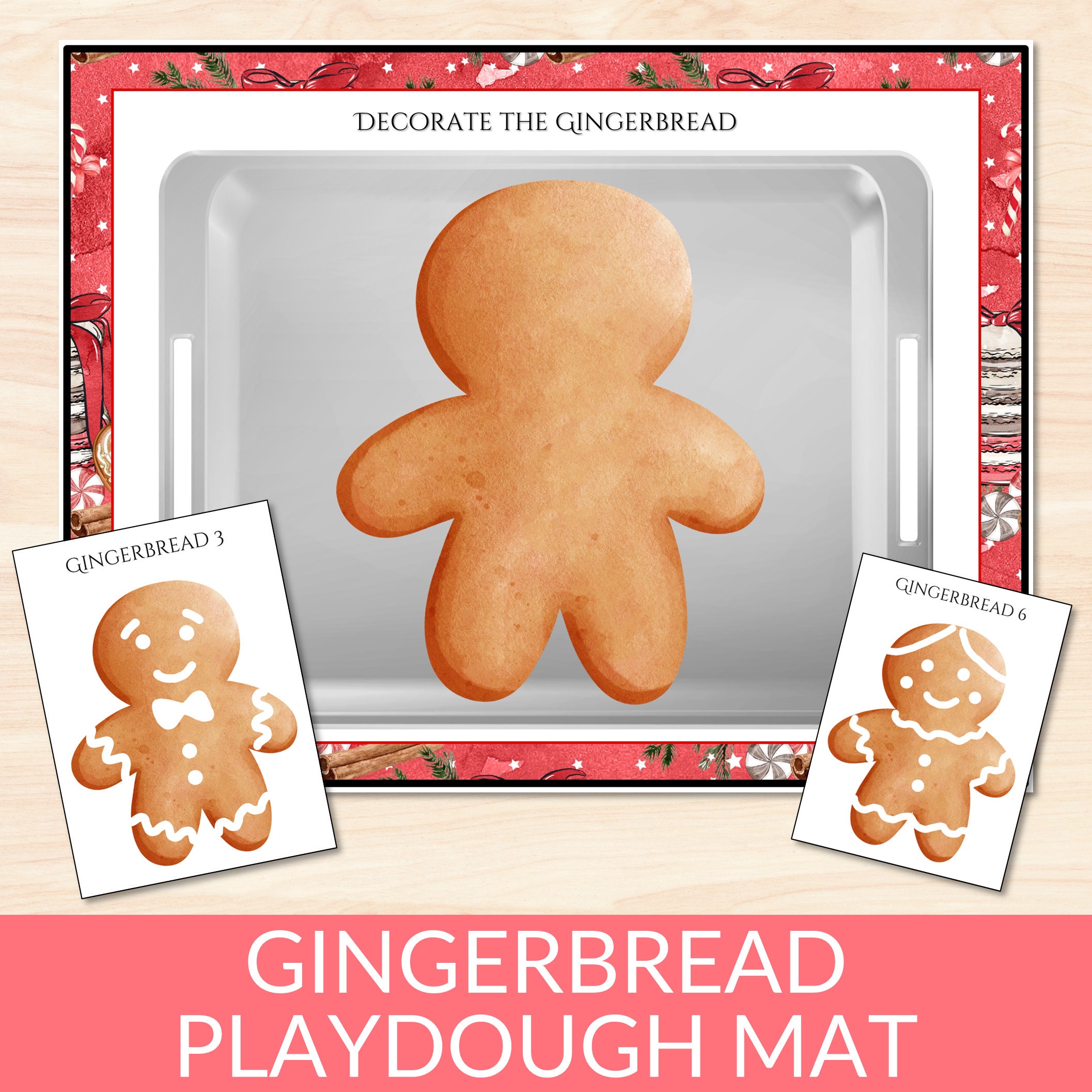Christmas Decorate the Gingerbread Playdough Mat, Toddler Playdoh Game ...