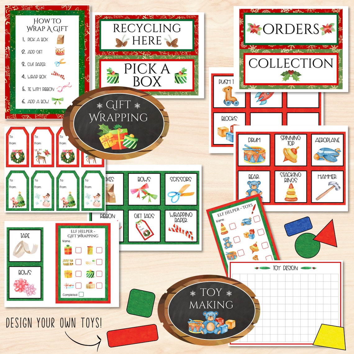 Santa's Workshop Dramatic Play, Christmas North Pole Printable Pretend ...