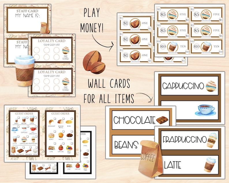 Coffee Shop Dramatic Play, Printable Pretend Play Set, Cafe Role Play ...