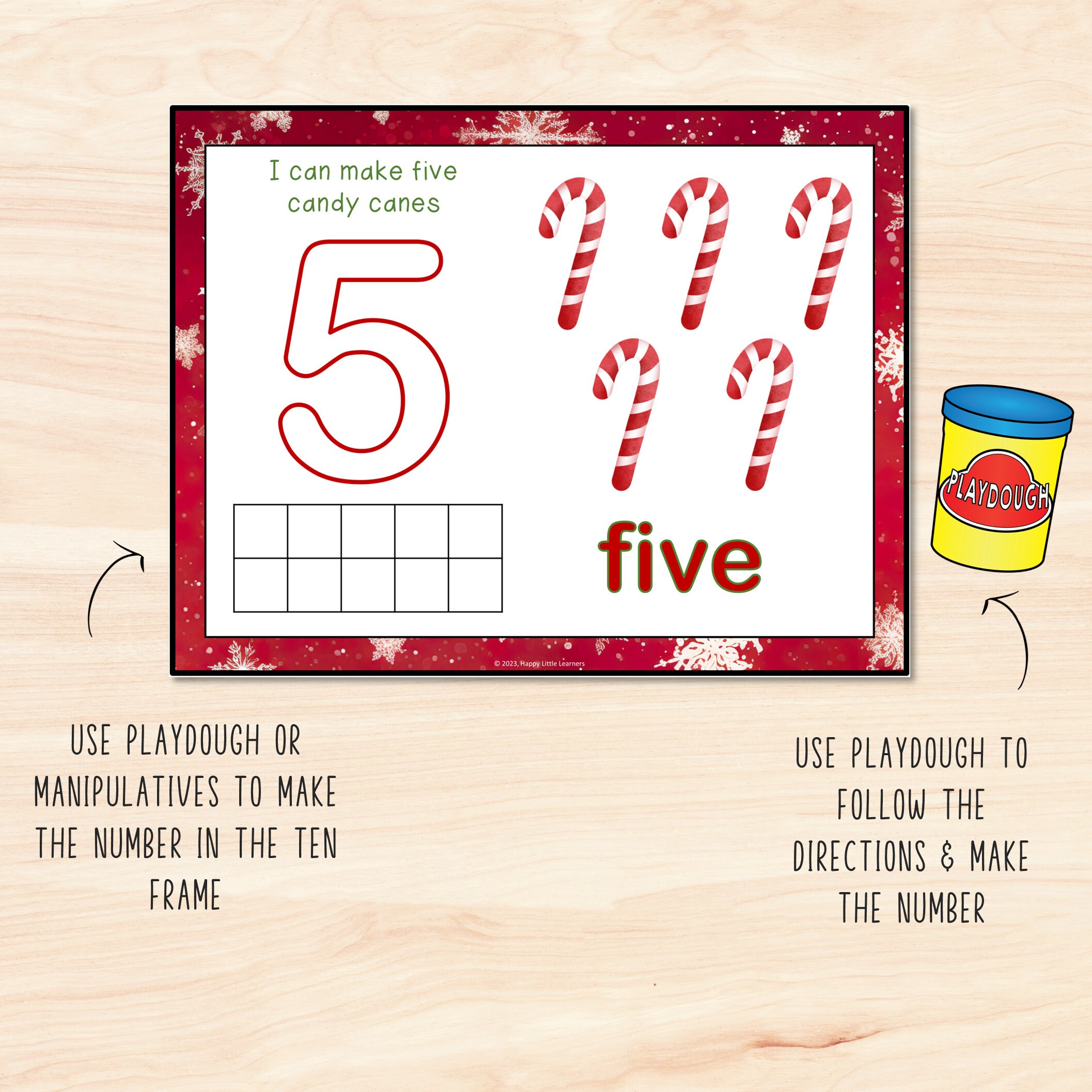 Christmas Playdough Mats Numbers 1-10, Printable Toddler Activity ...