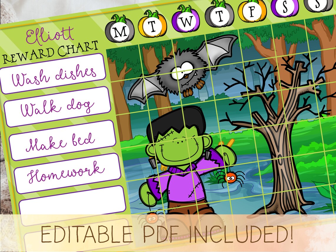 Monster Chore Chart Toddler Reward Chart Editable Printable Behavior ...