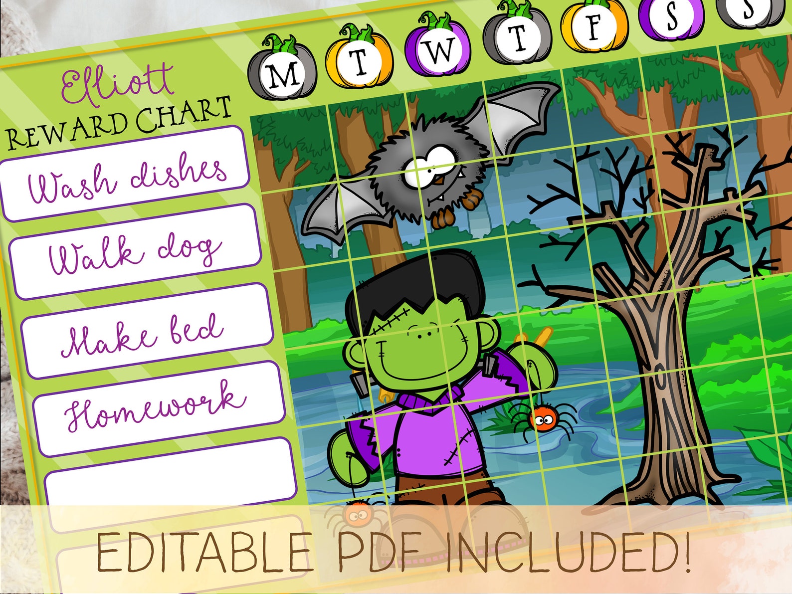 Monster Chore Chart Toddler Reward Chart Editable Printable Behavior ...