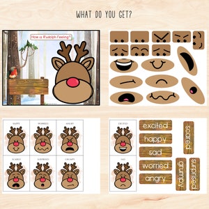 Christmas Rudolph Emotions Toddler Matching Activity, Prek Kids Fun ...