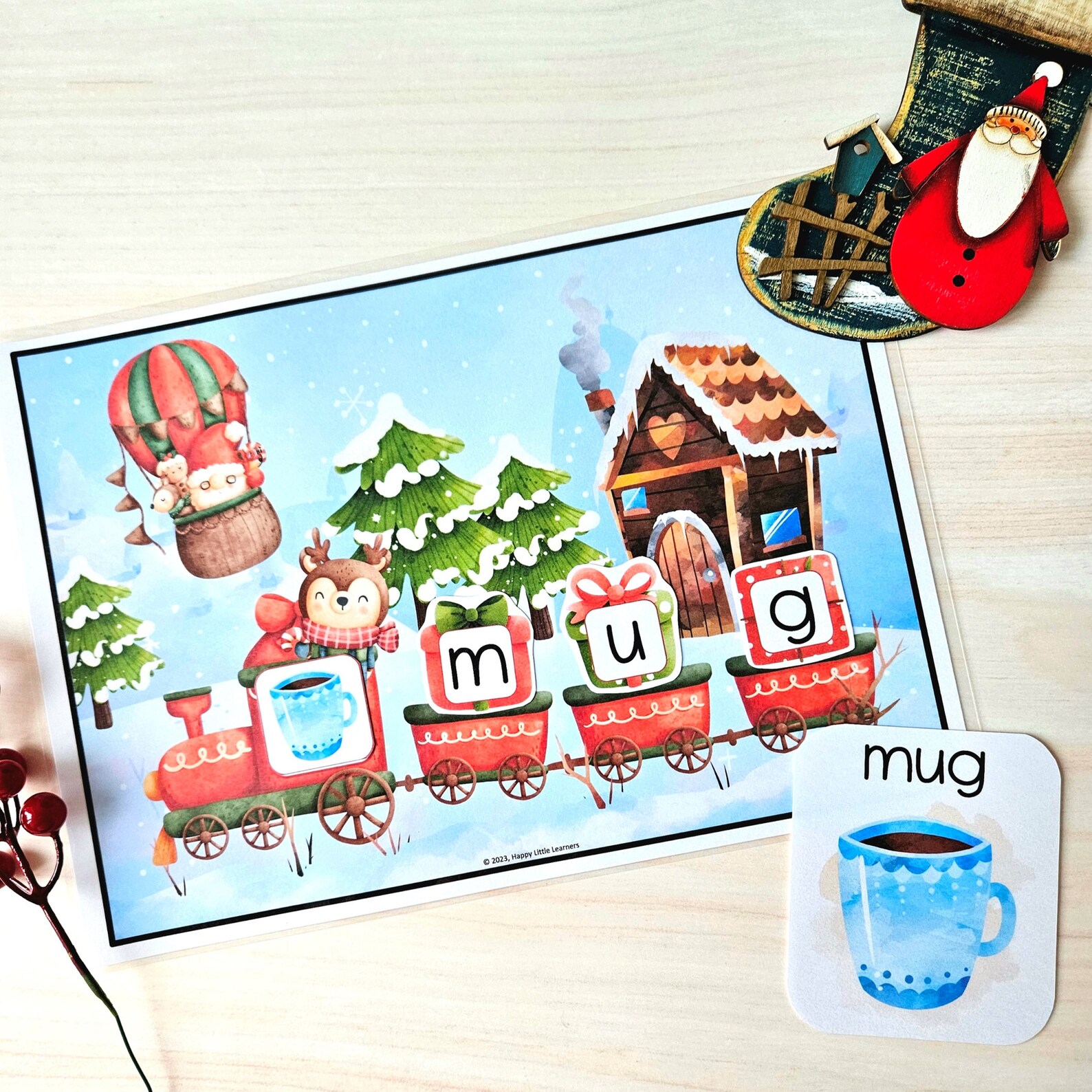 Christmas Train CVC Words Toddler Matching Activity, Prek Kids Fun ...
