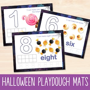 Halloween Playdough Mats Numbers 1-10, Printable Toddler Activity ...