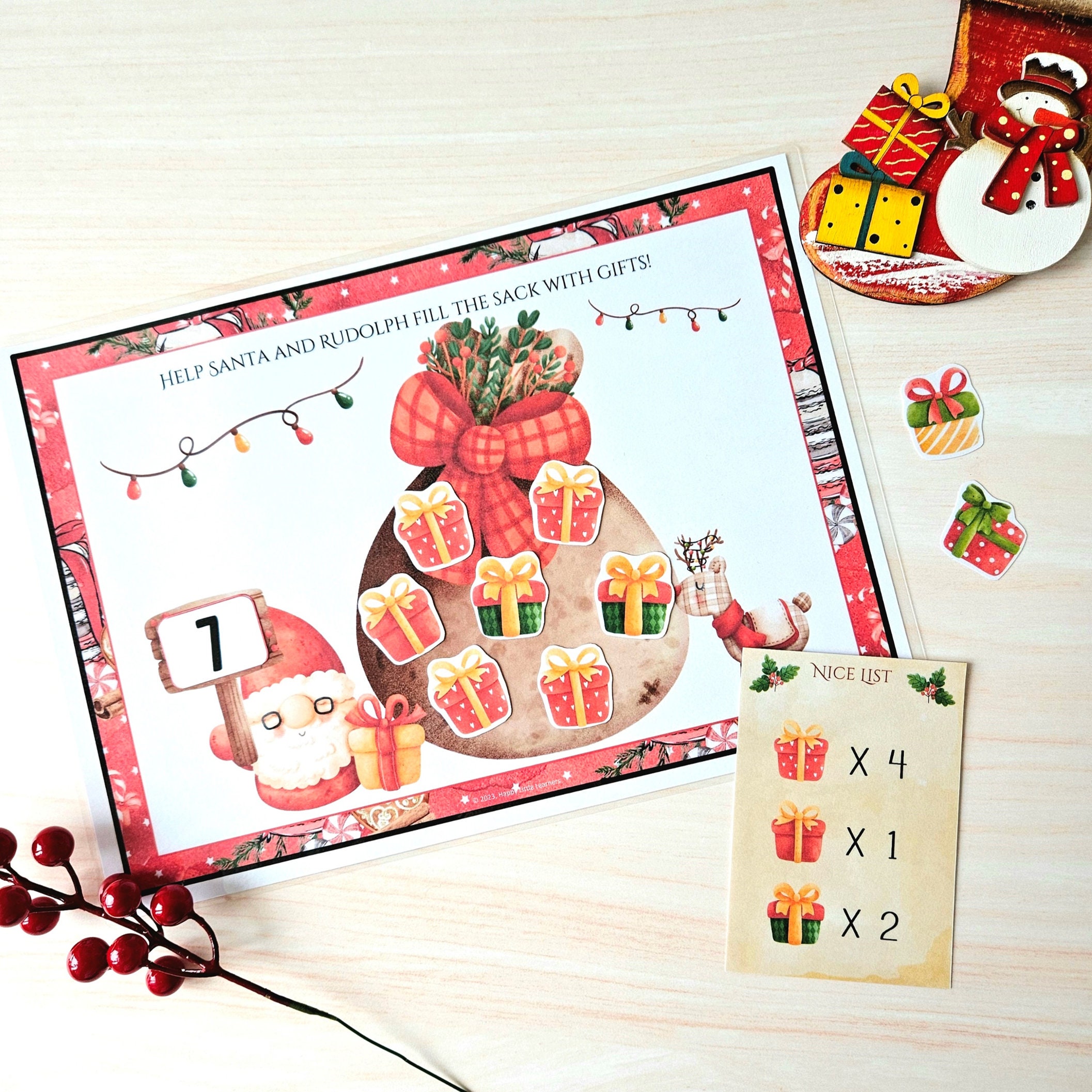 Christmas Santa Sack Gift Counting Xmas Math Fun Toddler - Etsy