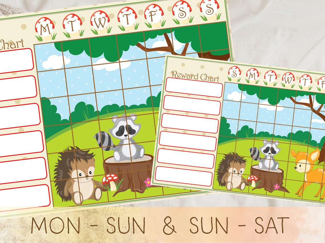 Woodland Chore Chart Toddler Reward Chart Kids Routine - Etsy