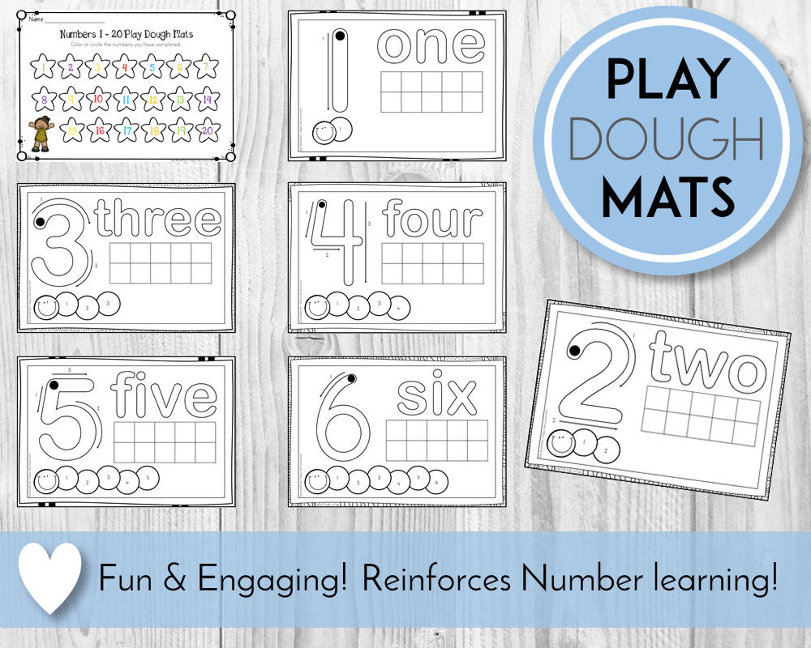 Numbers 1 20 Play Doh Mats, Printable Counting Numbers Worksheet ...