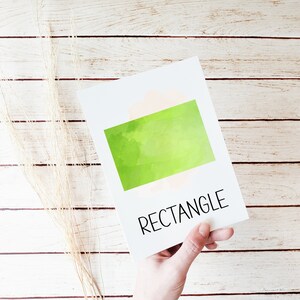 Watercolor 2D Shapes Flashcards Preschool Printables, Montessori Shape ...