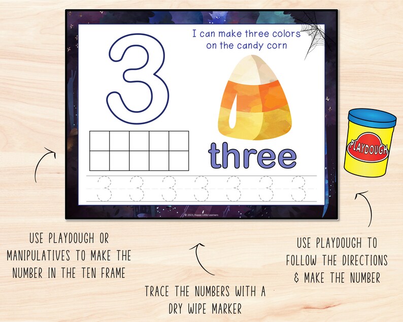 Halloween Playdough Mats Numbers 1-10, Printable Toddler Activity ...