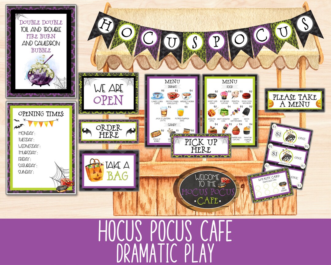 Halloween Hocus Pocus Cafe Dramatic Play, Printable Pretend Playset ...