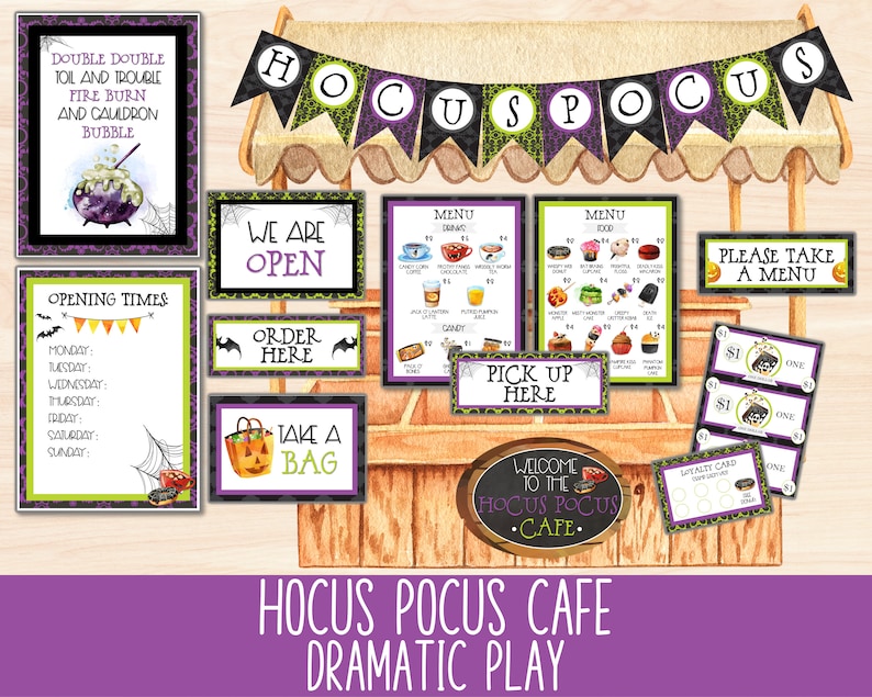 Halloween Hocus Pocus Cafe Dramatic Play, Printable Pretend Playset ...