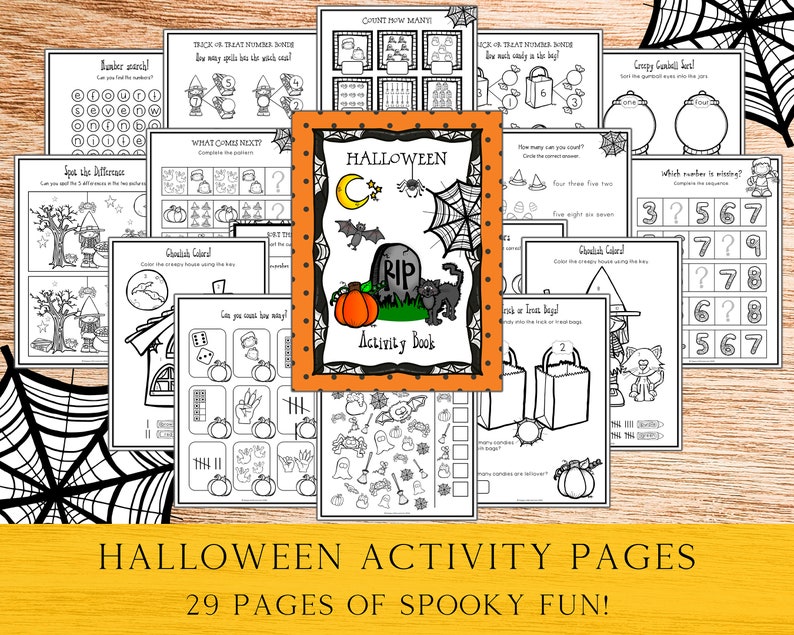 Halloween Activity Pages Printable Bundle, Holiday Preschool Prek ...