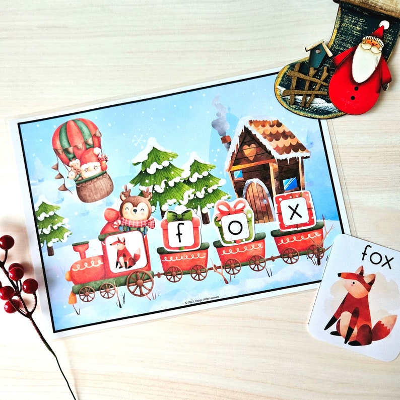 Christmas Train CVC Words Toddler Matching Activity, Prek Kids Fun ...
