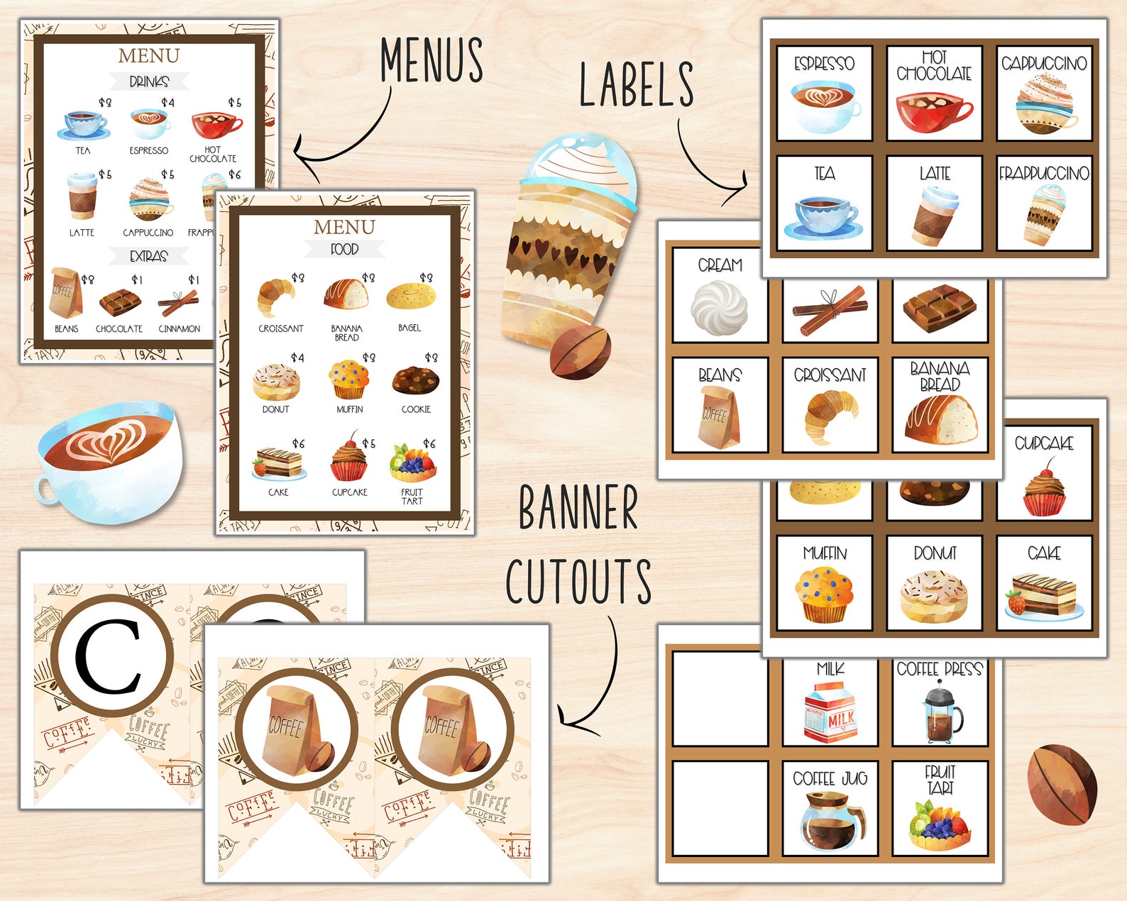 Coffee Shop Dramatic Play, Printable Pretend Play Set, Cafe Role Play ...