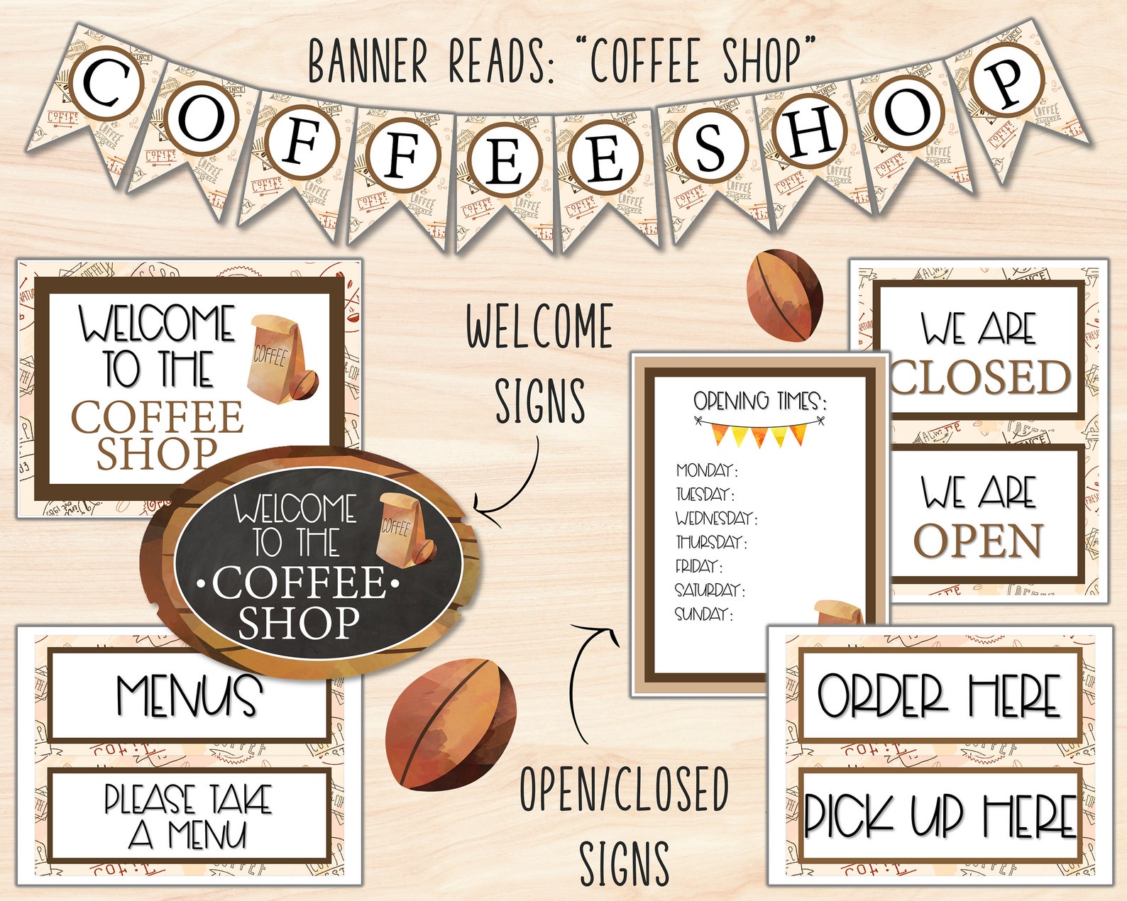 Coffee Shop Dramatic Play, Printable Pretend Play Set, Cafe Role Play ...