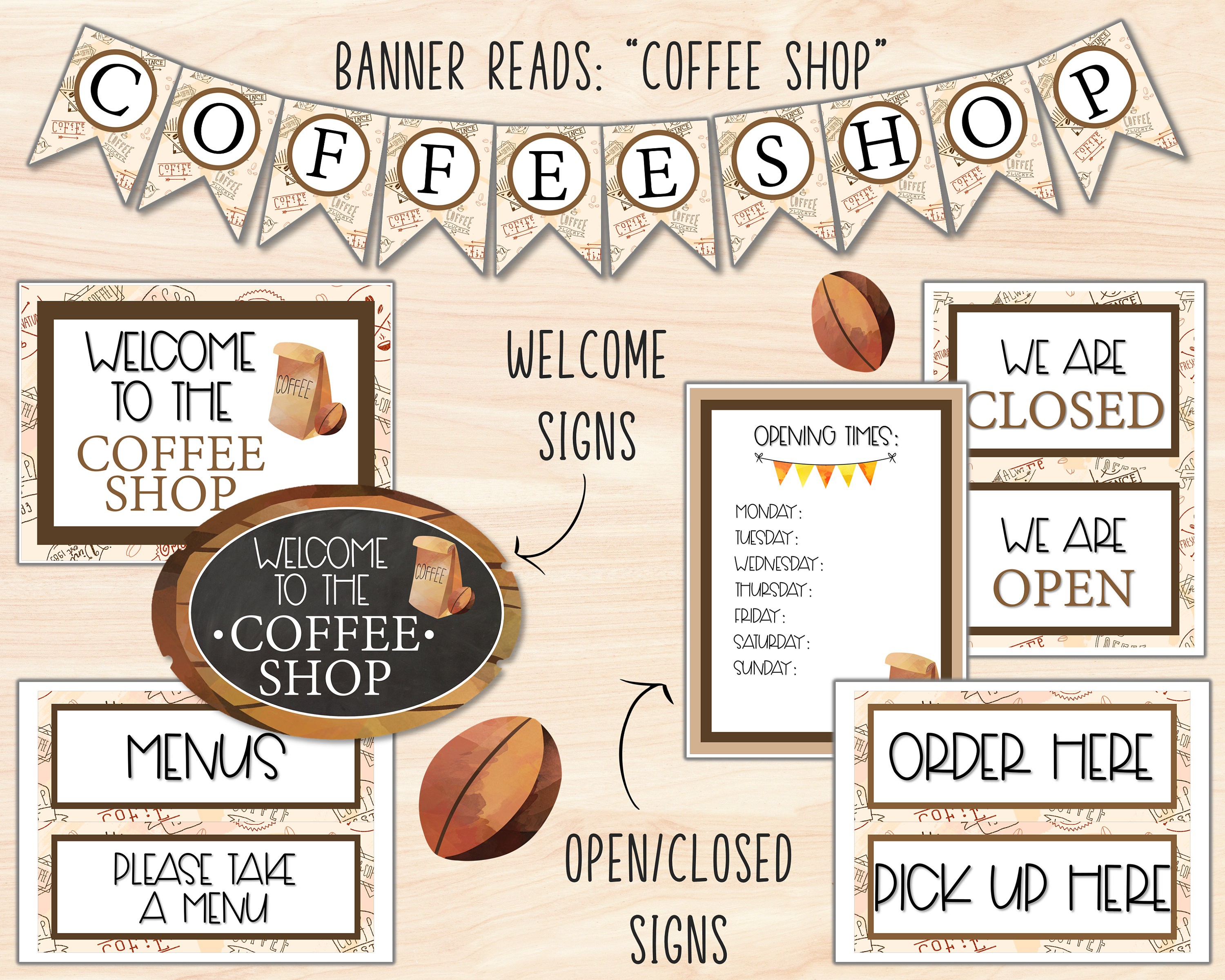 Coffee Shop Dramatic Play, Printable Pretend Play Set, Cafe Role Play ...