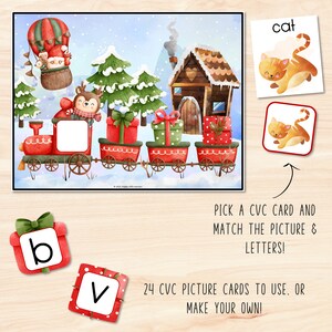 Christmas Train CVC Words Toddler Matching Activity, Prek Kids Fun ...