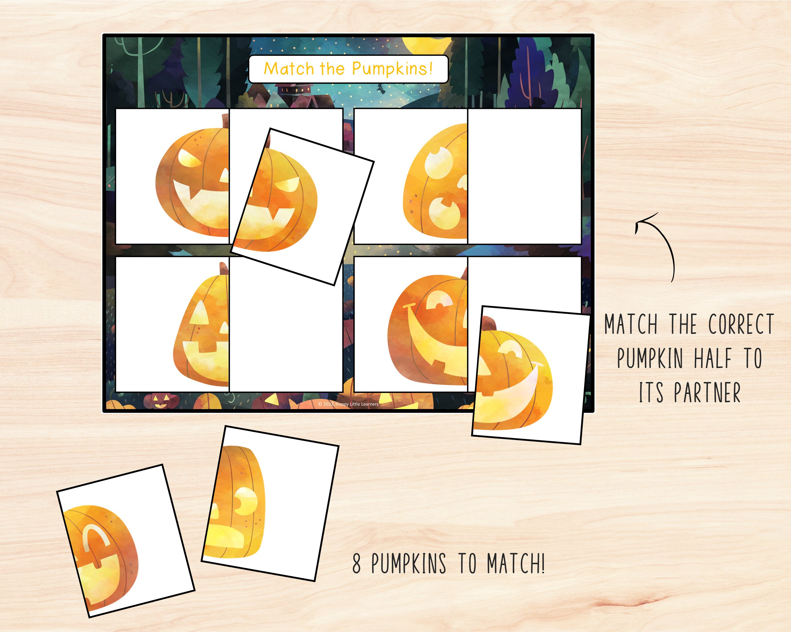 Halloween Pumpkin Toddler Matching Activity, Preschool Kids Jack O ...