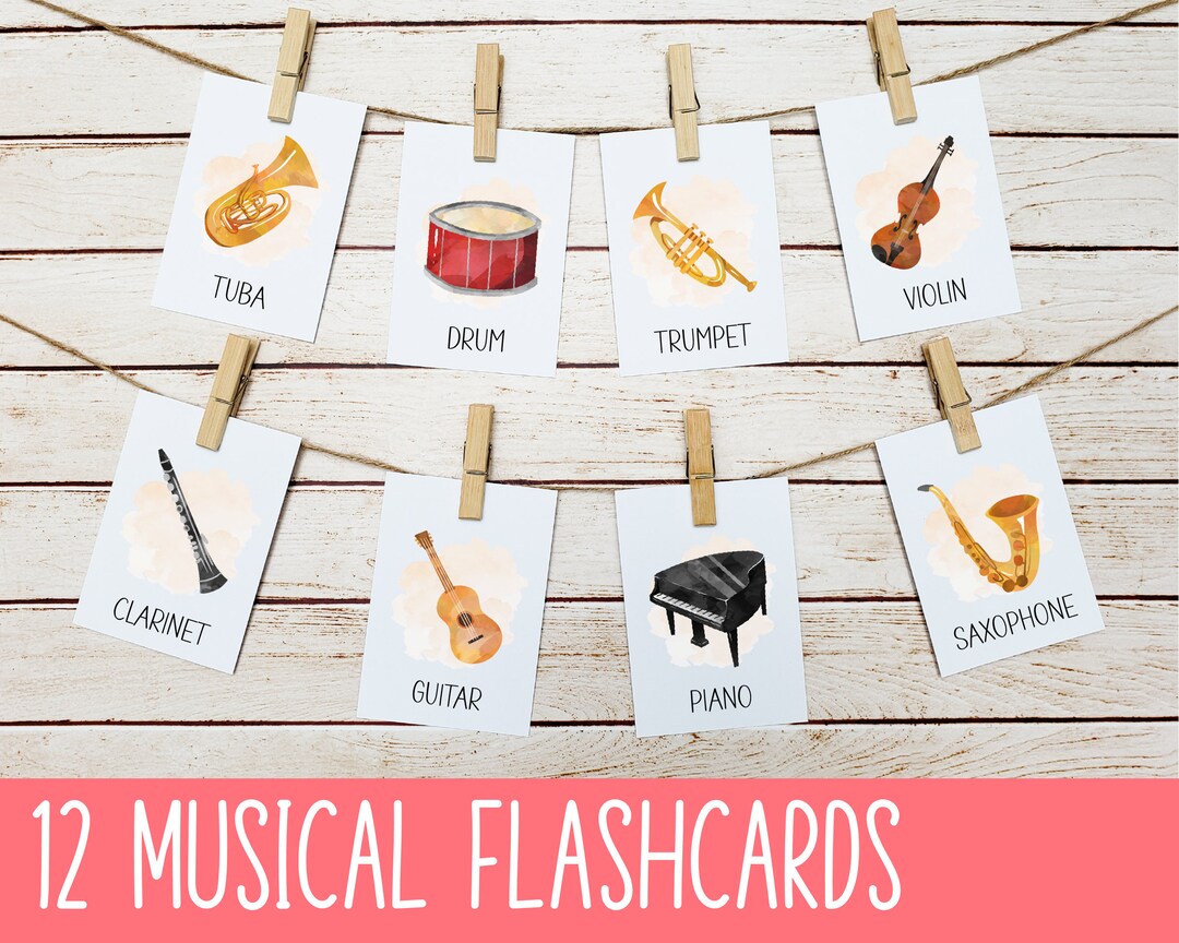 Musical Instruments Printable Flashcards Preschool - Etsy México