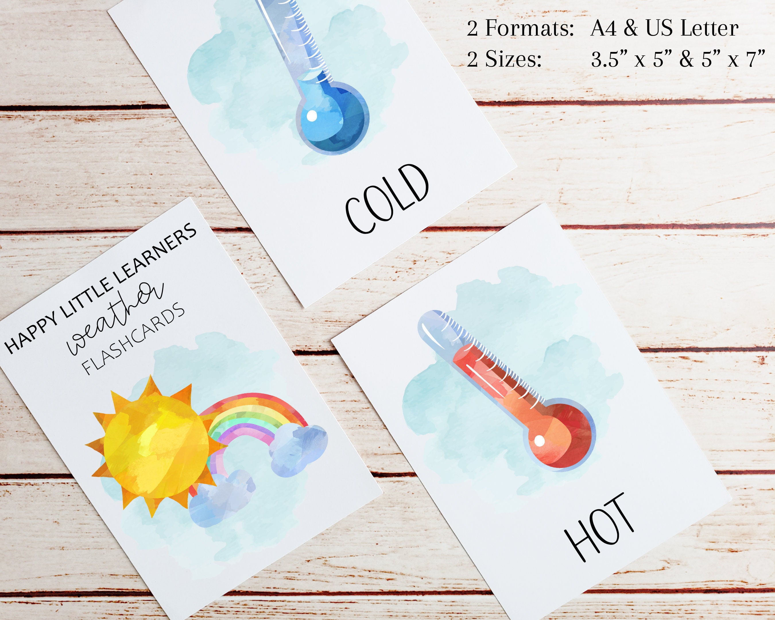 Weather Flashcards Preschool Printables Montessori Cards - Etsy