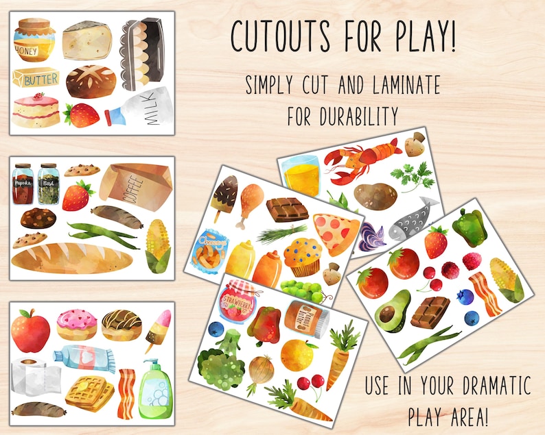Grocery Shop Dramatic Play, Pretend Play Printable, Groceries Pretend ...