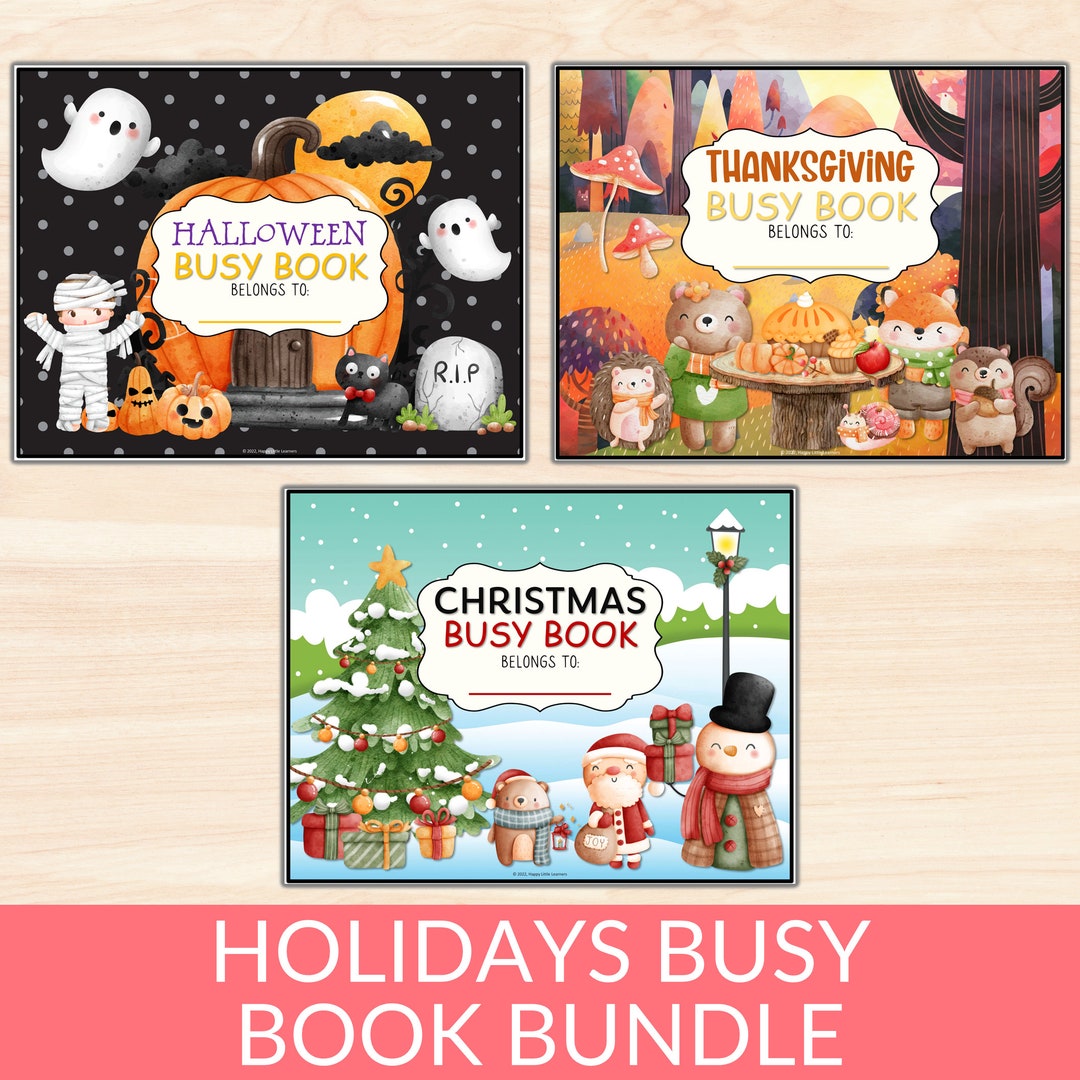 Holiday Busy Book Printables, Set of 3 Homeschool Toddler Busy Books ...