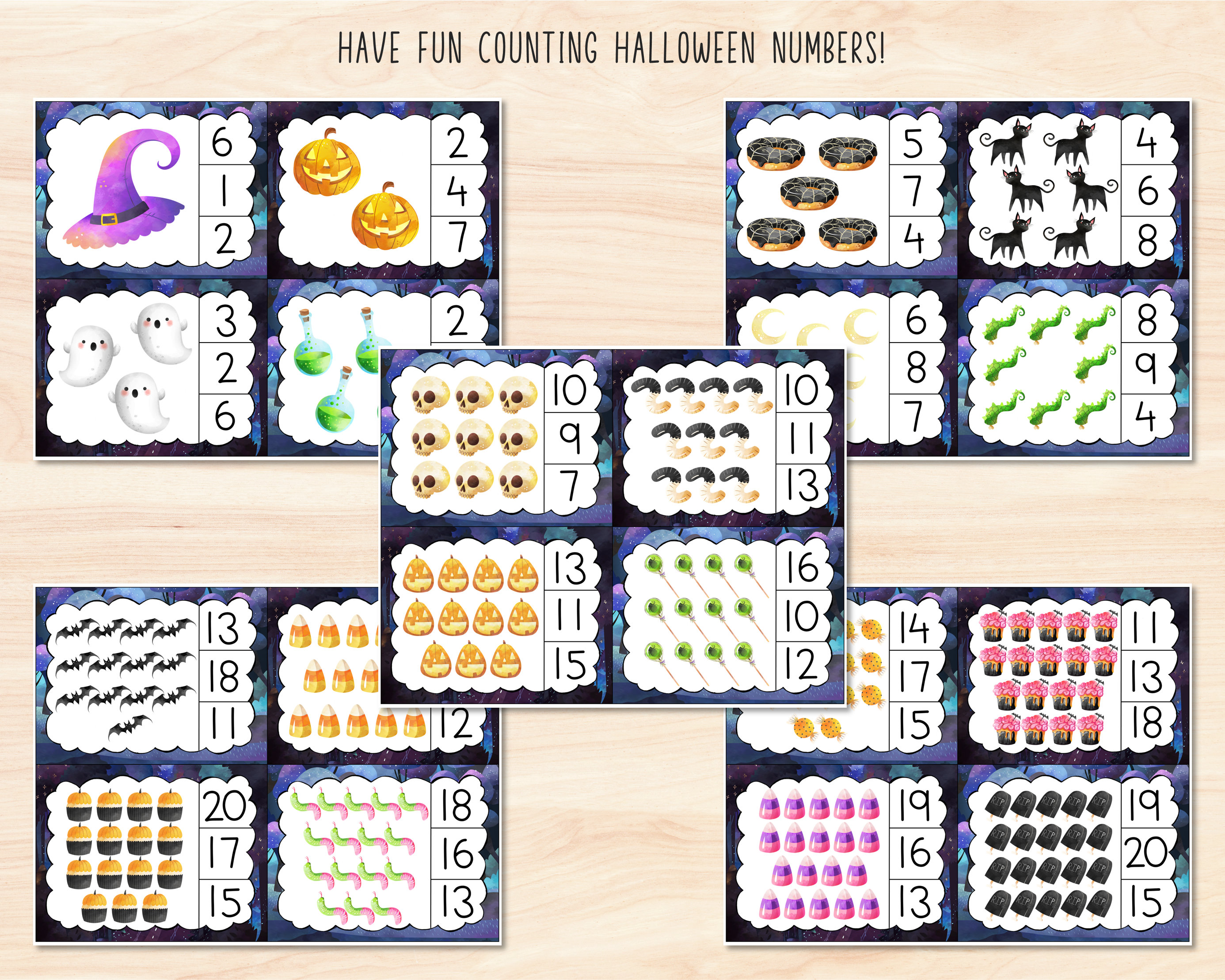 Halloween Numbers 1-20 Clip Cards, Halloween Task Cards, Toddler ...