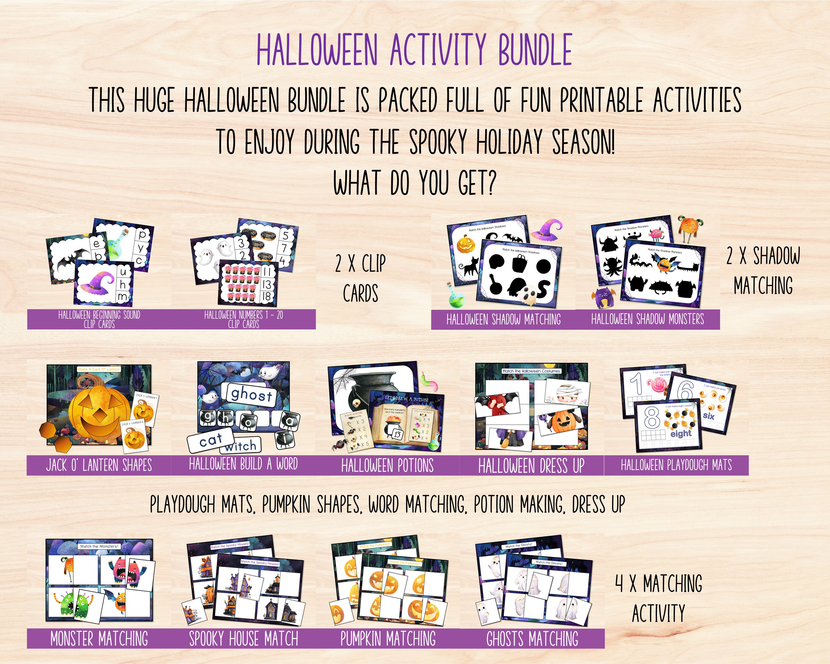 Halloween Printable Activity Bundle, Toddler Halloween Games, Fun ...